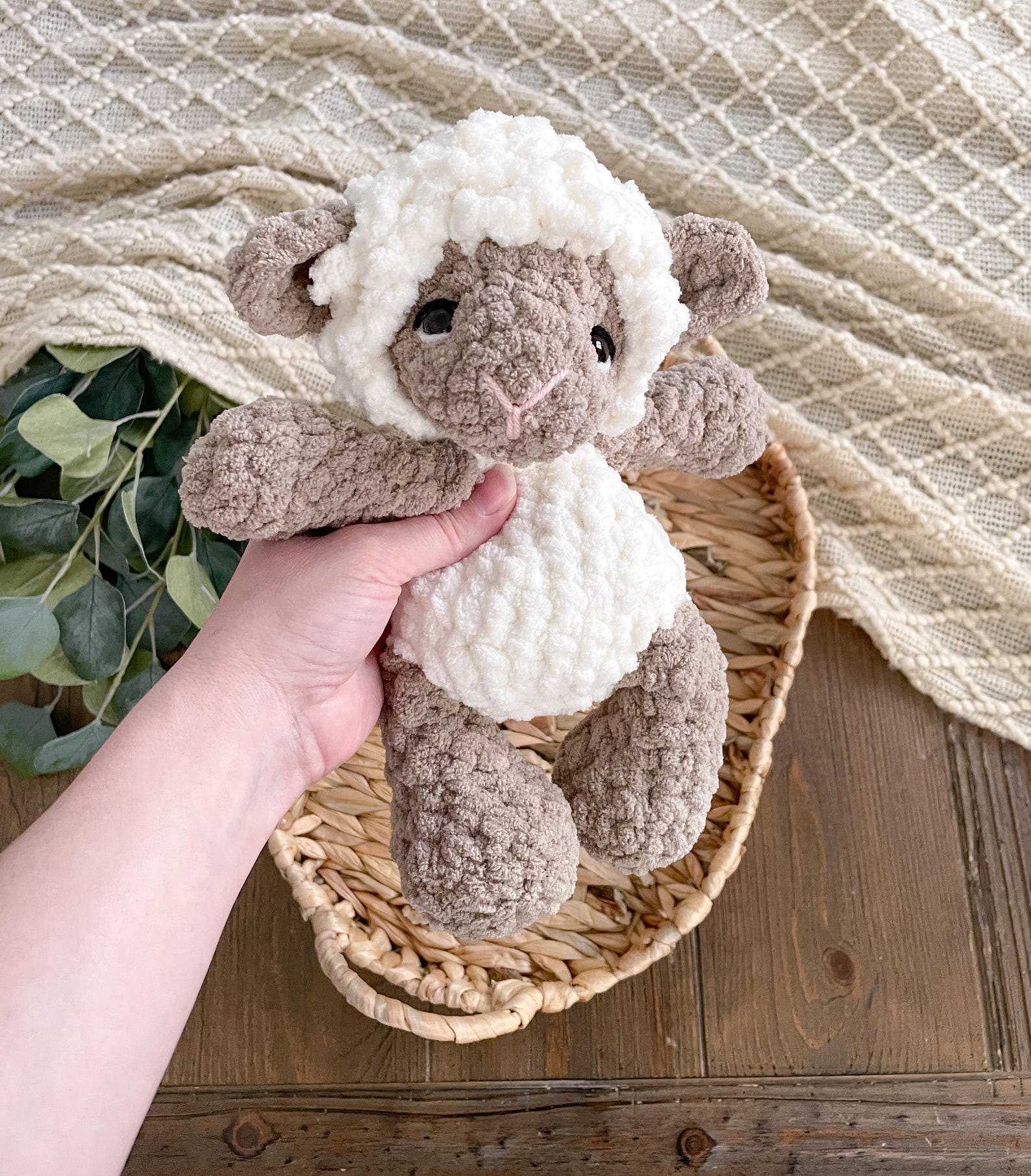 Handmade Crochet Lamb Plushie | Tan Lamb | Fluffy Stuffed Animal | Lamb ...