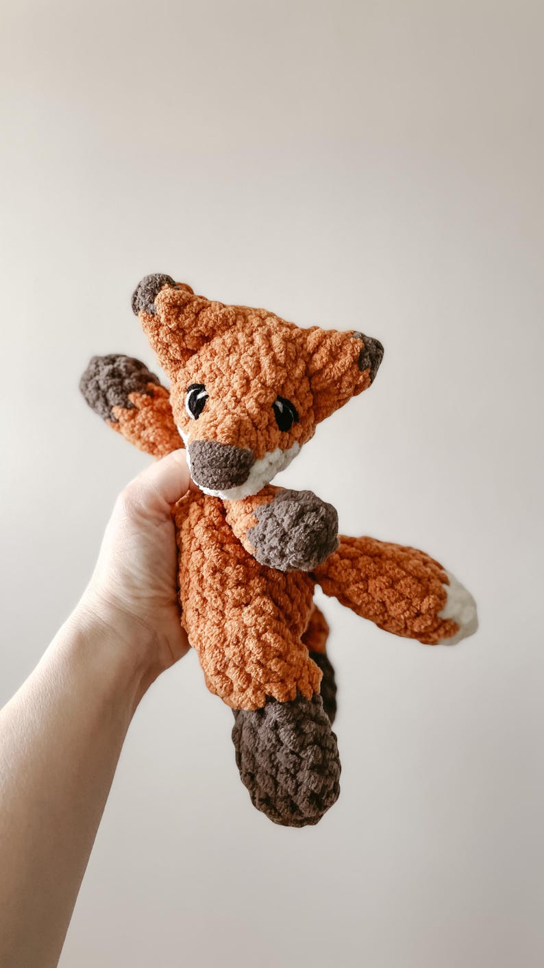 Small Crochet Fox Plushie | Handmade Red Woodland Animal Stuffie - Etsy