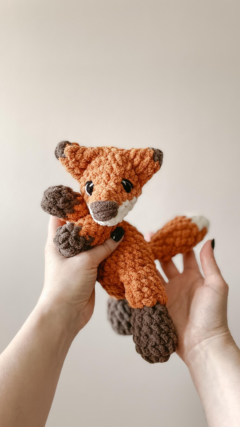 Small Crochet Fox Plushie | Handmade Red Woodland Animal Stuffie - Etsy