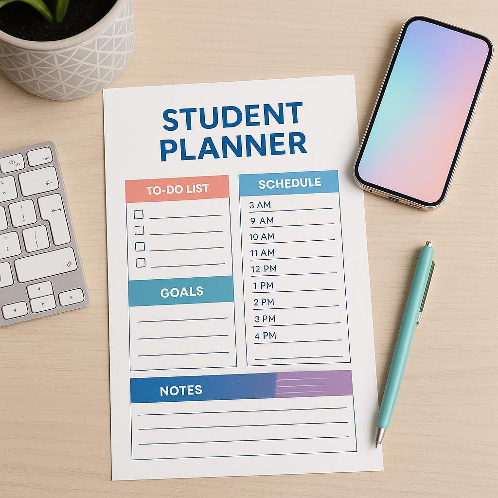 Student Study Planner Printable PDF | Daily, Weekly and Monthly Layouts ...