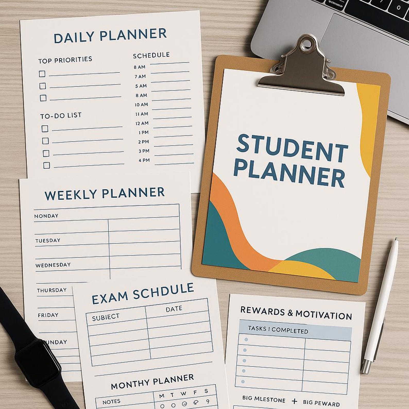 Student Study Planner Printable PDF | Daily, Weekly and Monthly Layouts ...