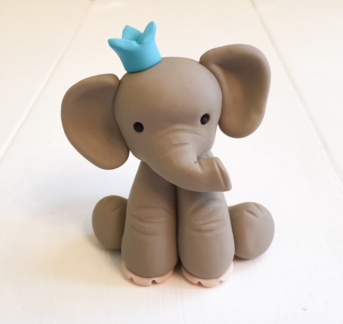 Custom Made Clay Elephant Birthday Cake Topper | Etsy