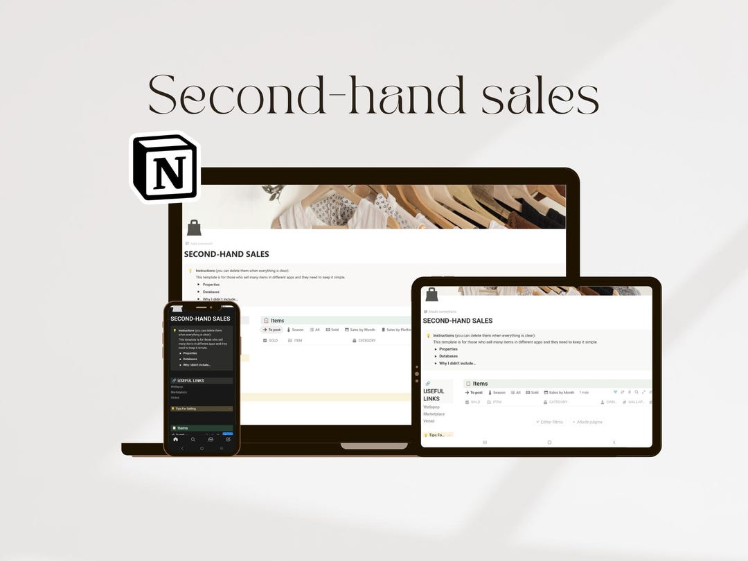 Notion Template for Reselling | Second Hand Sales Tracker & Inventory ...