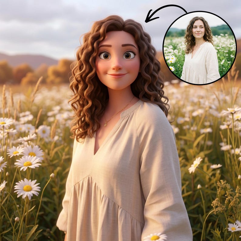 Pixar Style Portrait From Photo, Couple Family Pet Gift, Animated Style ...