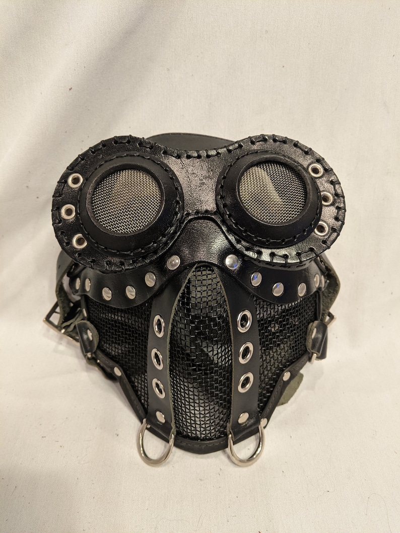 FITS Over GLASSES Mad Engineer Leather and Mesh Face Mask Diesel Punk ...