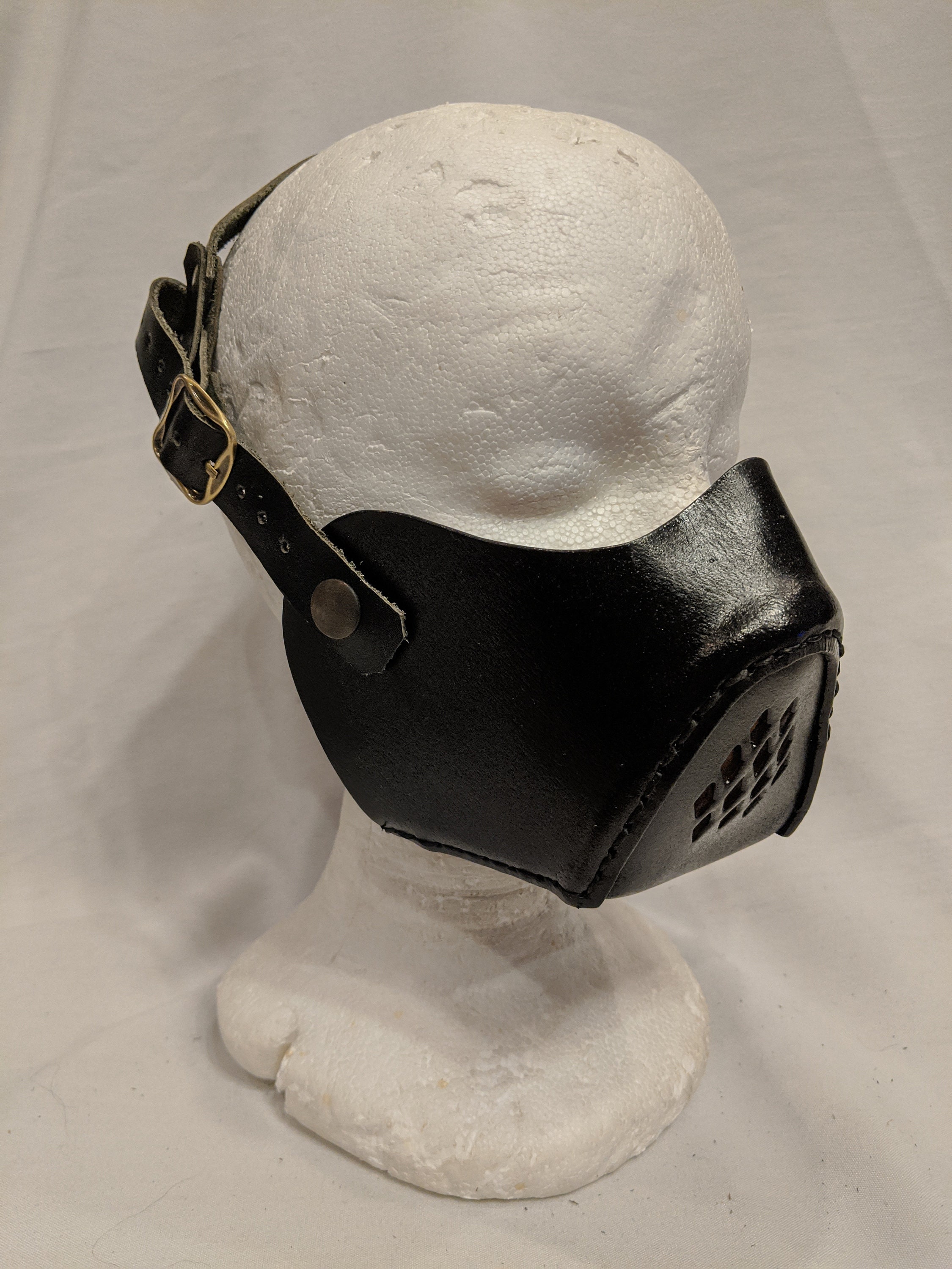 Shaped Leather Mask adjustable larp punk cosplay | Etsy