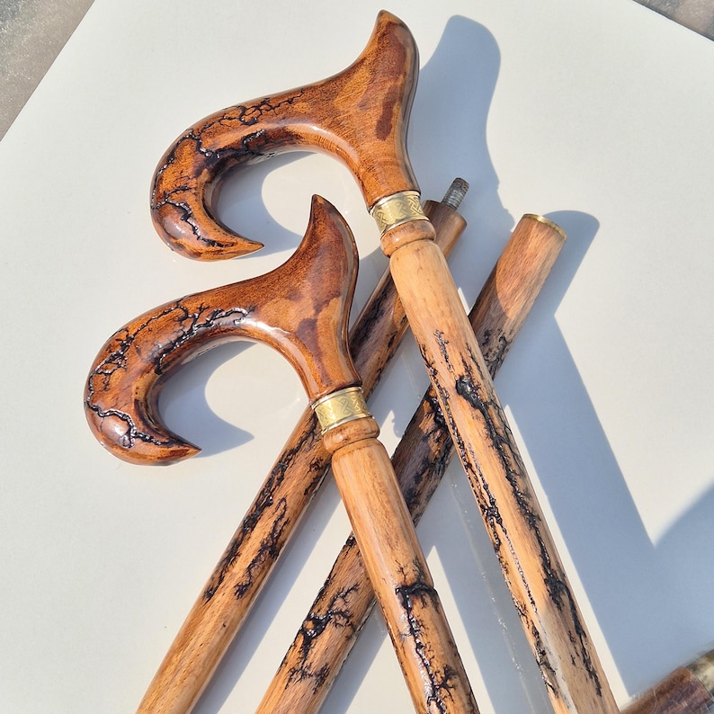 Handmade Walking Cane Ergonomic Wooden Cane, Walking Canes for Men ...