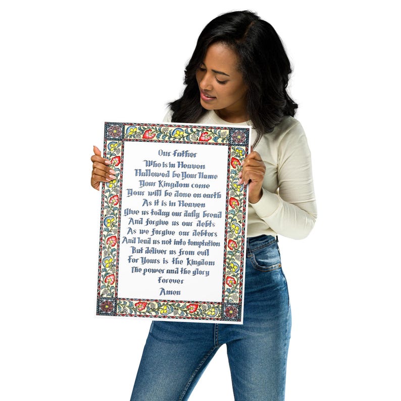 Lord's Prayer Canvas Print, Watercolor Floral Christian Wall Art - Etsy