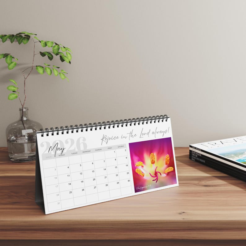 2026 Christian Desk Calendar – Bible Verse & Scripture Overlay, Macro ...