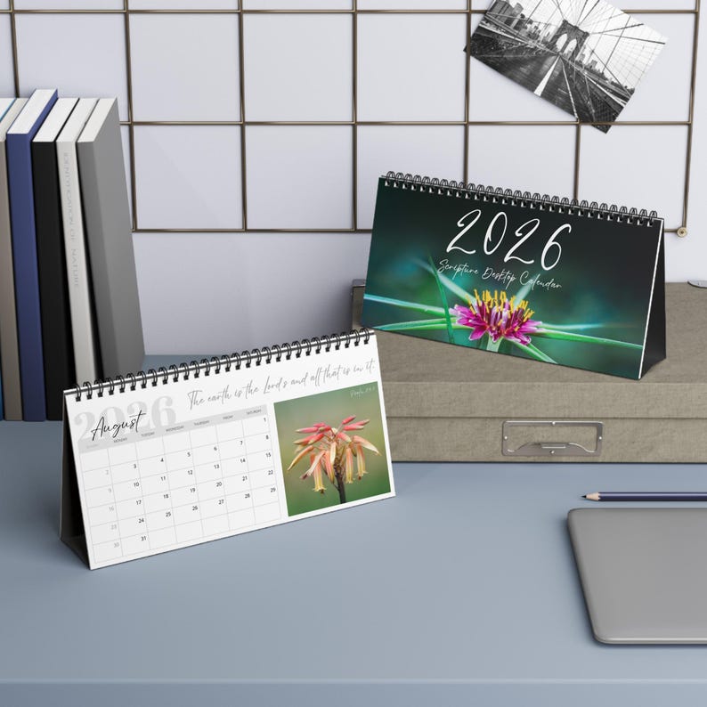 2026 Christian Desk Calendar – Bible Verse & Scripture Overlay, Macro ...