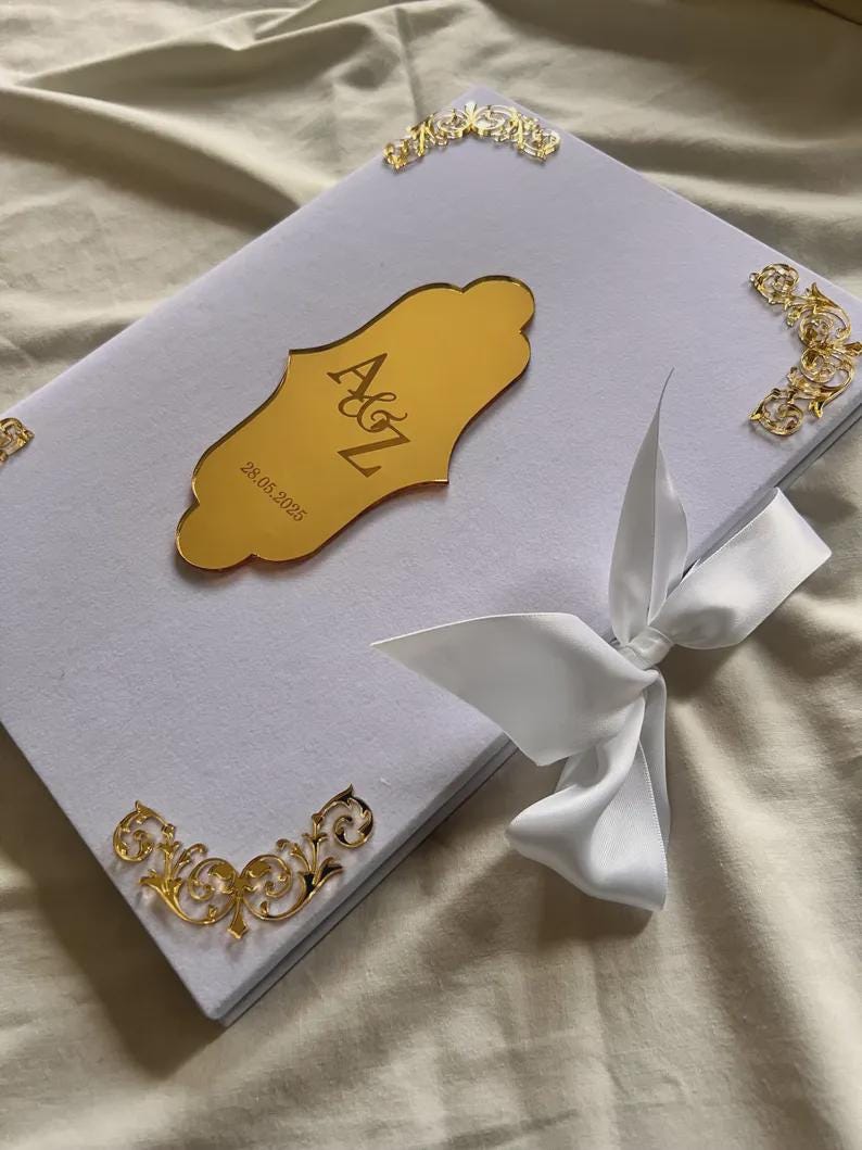 Elegant Islamic Marriage Certificate Folder With Feather Pens ...