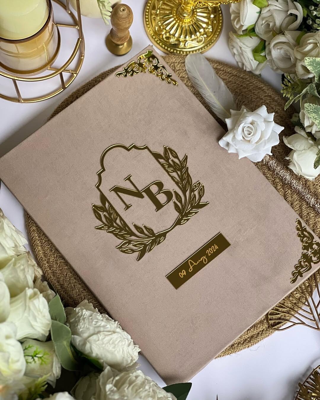 Luxury Velvet Nikah Nama Folder | Personalized Initials & Date ...