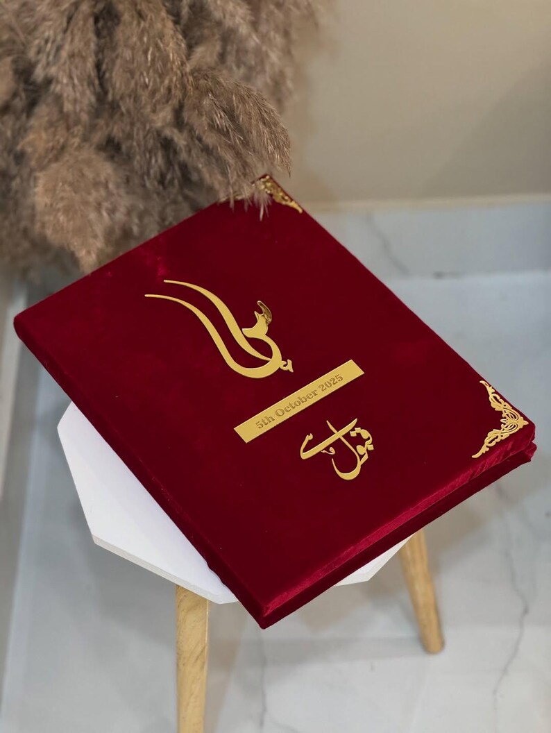 Premium Velvet Nikah Nama Booklet | Custom Islamic Marriage Certificate ...