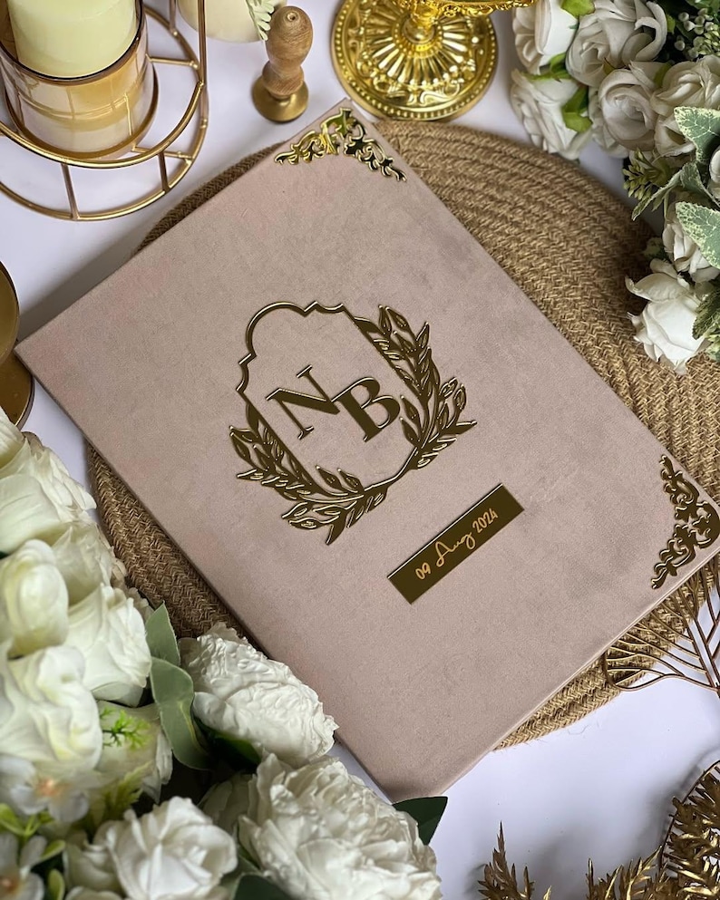 Luxury Velvet Nikah Nama Folder | Personalized Initials & Date ...