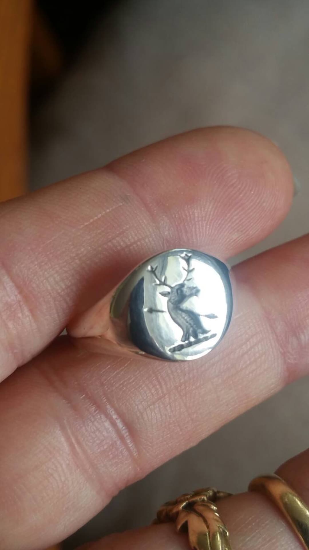 Stag Signet Ring, Antiqued - Etsy UK