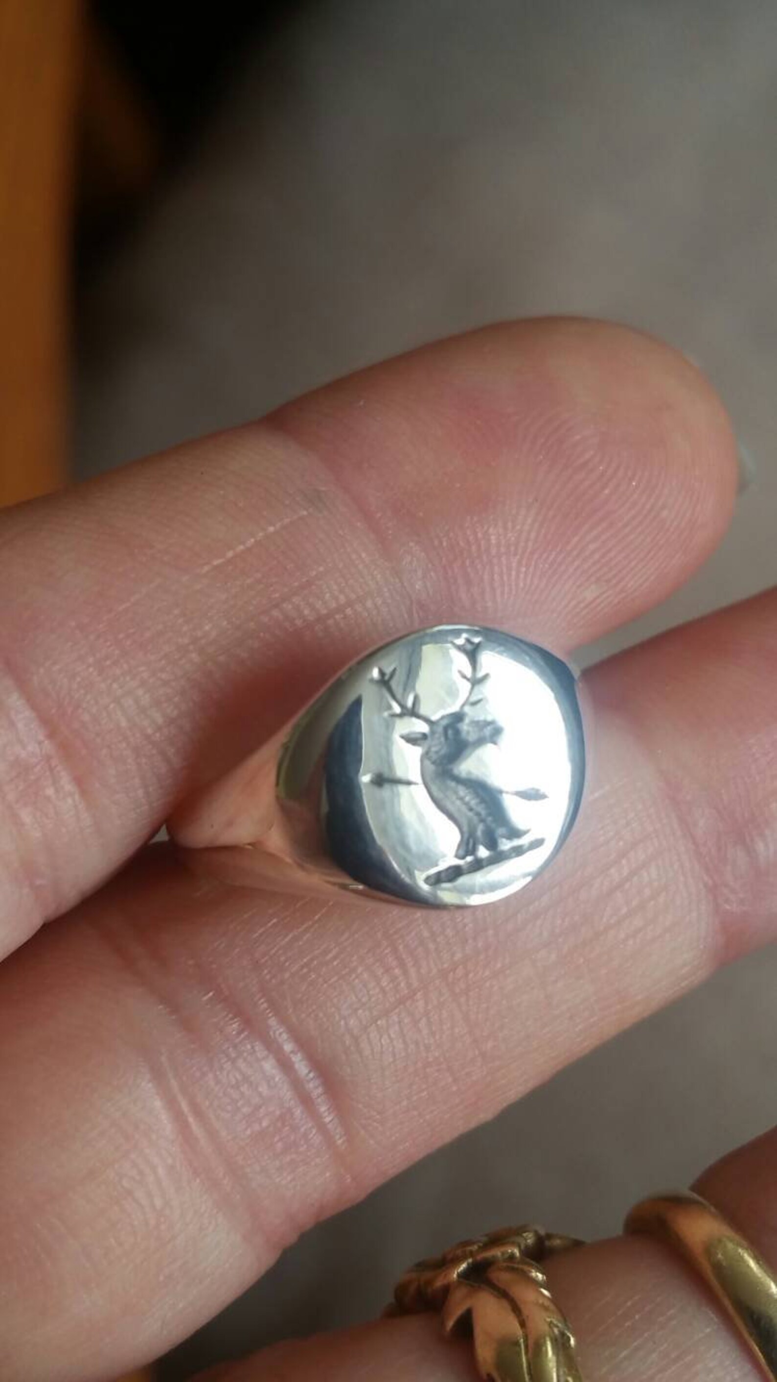 Stag Signet Ring, Antiqued - Etsy UK