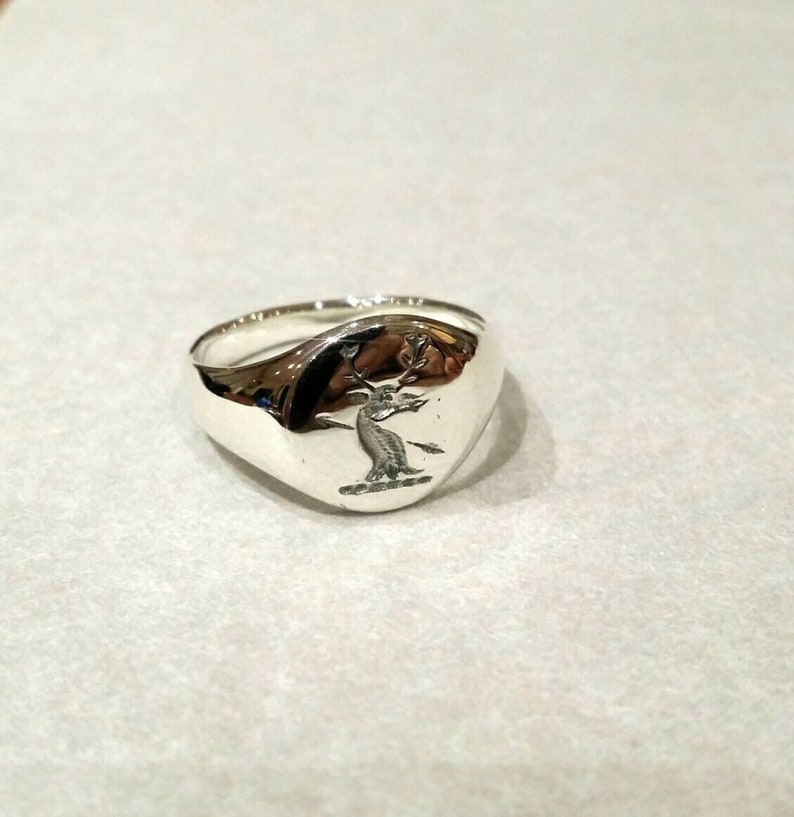Stag Signet Ring, Antiqued - Etsy UK