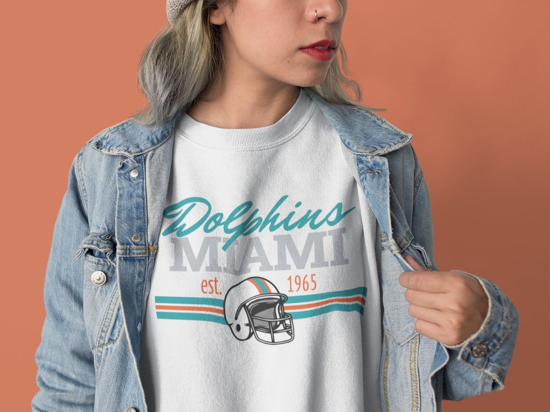 Miami Dolphins Sweatshirt Miami Dolphins Sweater Miami - Etsy