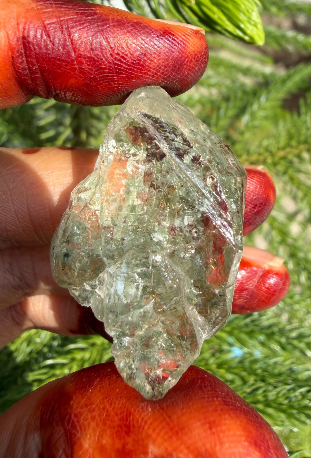 Natural Green Phantom Quartz With Golden Rutile Crystal, Reiki Healing ...