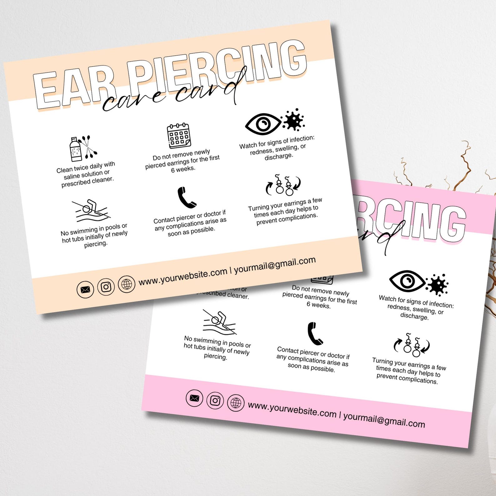 Ear Piercing Aftercare Guide Card: Digital Download for Studios (PDF ...