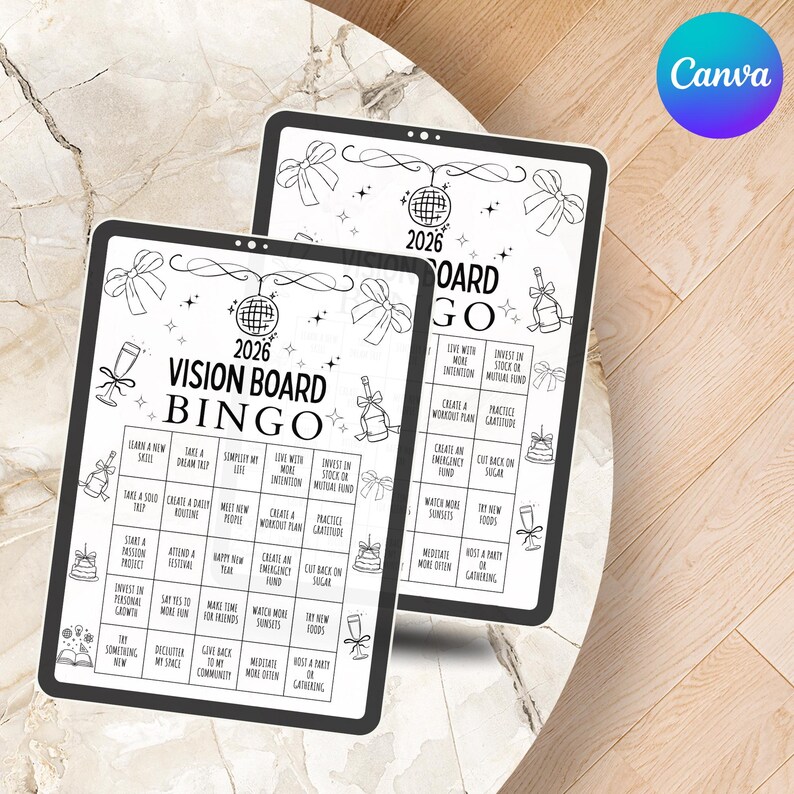 2026 Vision Board Bingo Card | Printable New Year Bingo Game | New Year ...