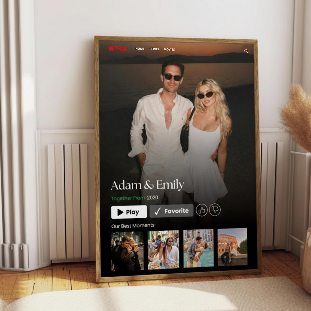 Personalized Netflix Couple Portrait Print, Custom Anniversary Gift - Etsy
