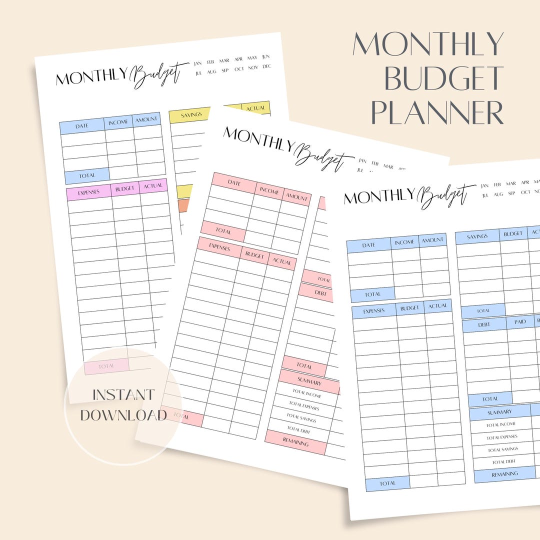 Monthly Budget Planner Printable Finance Tracker A4 & US Letter PDF ...