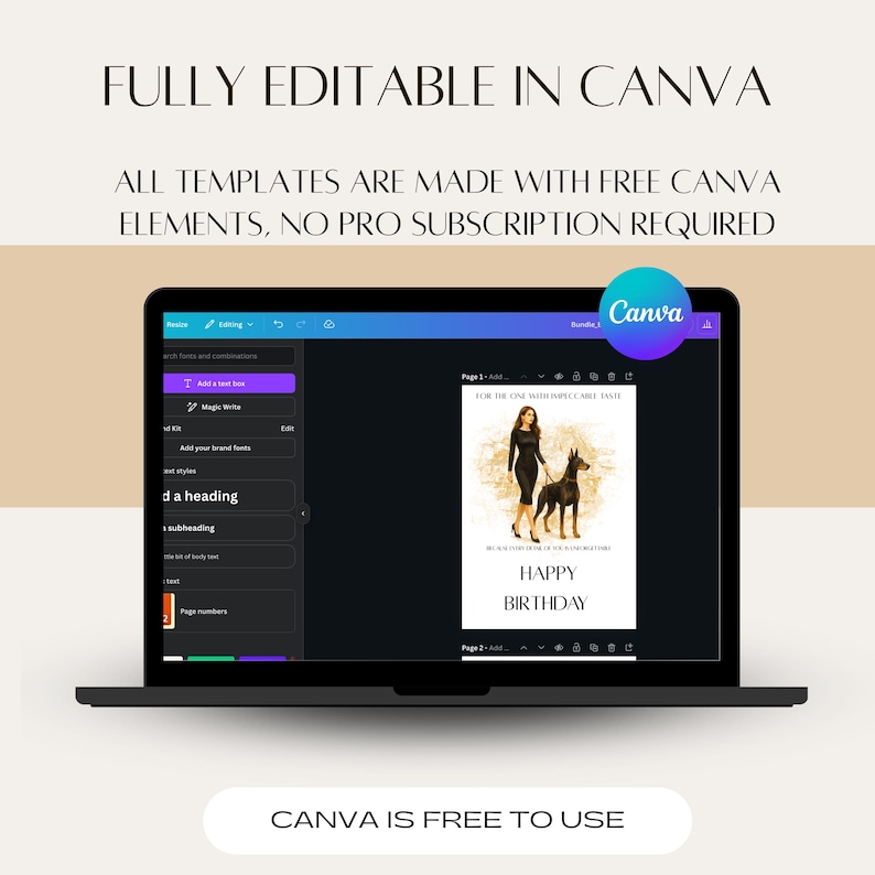 Editable Birthday Card Templates: Canva Bundle, 30 Designs (5x7 Digital ...