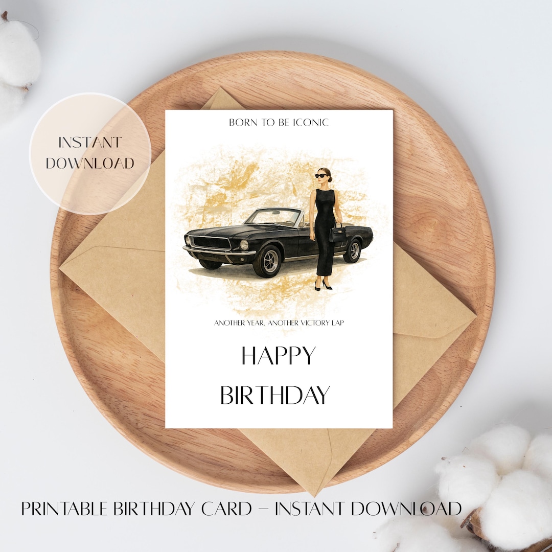 Classic Car Birthday Card: Printable Mustang Design (digital Download ...