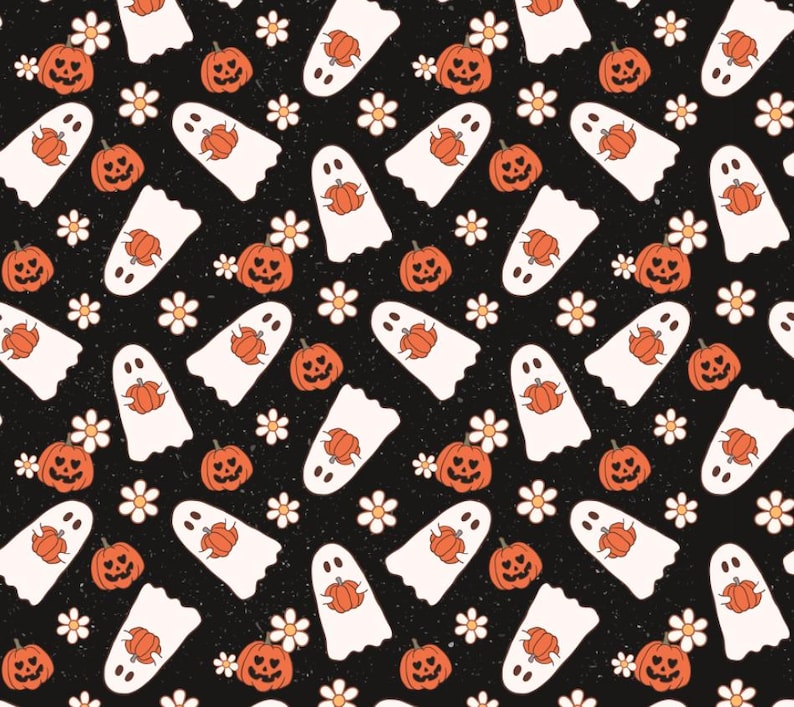100% Cotton Fabric,floral Halloween With Pumpkin Pattern,width 145cm ...