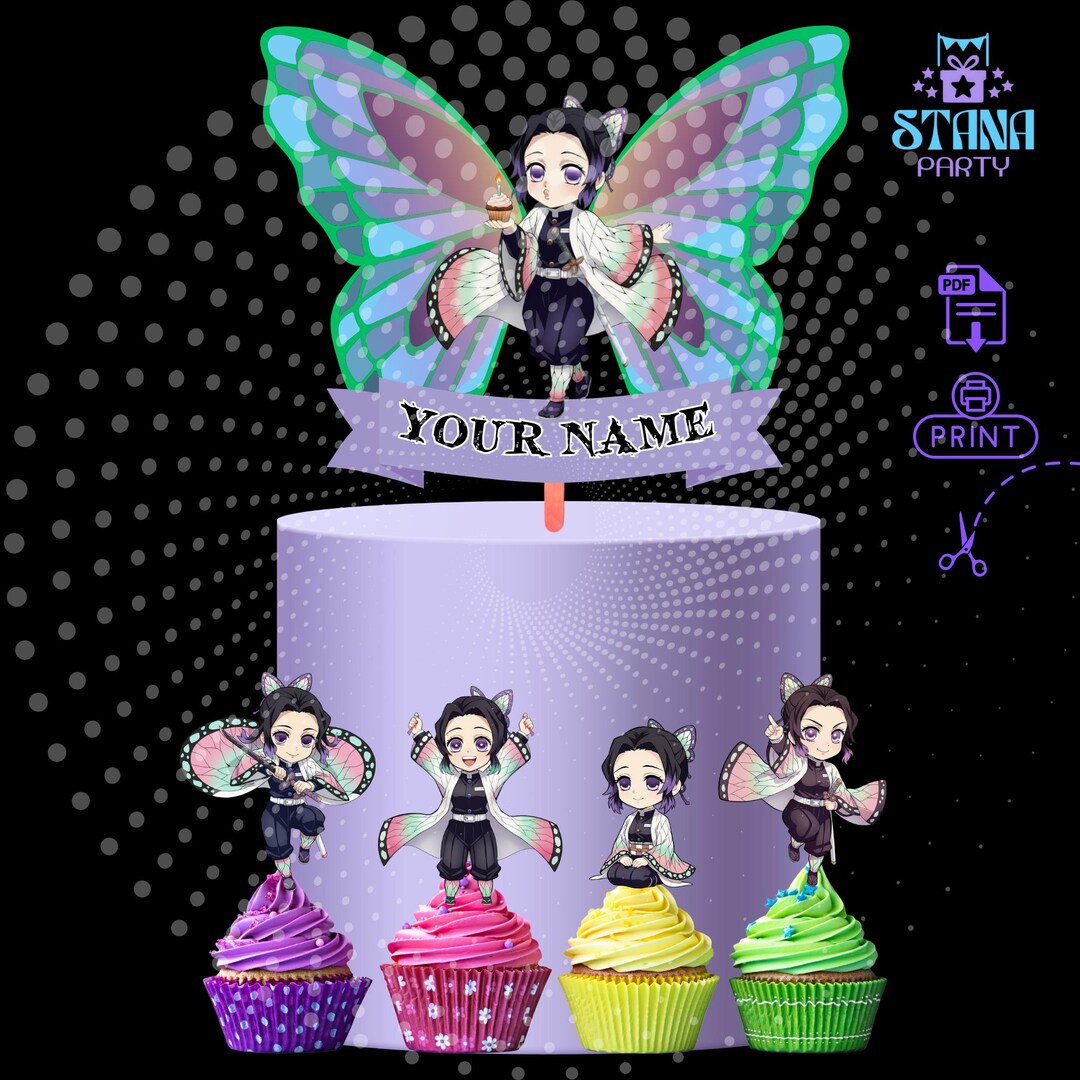 Custom Demon Slayer Cake Topper Featuring Shinobu Kochō (4 Images for ...