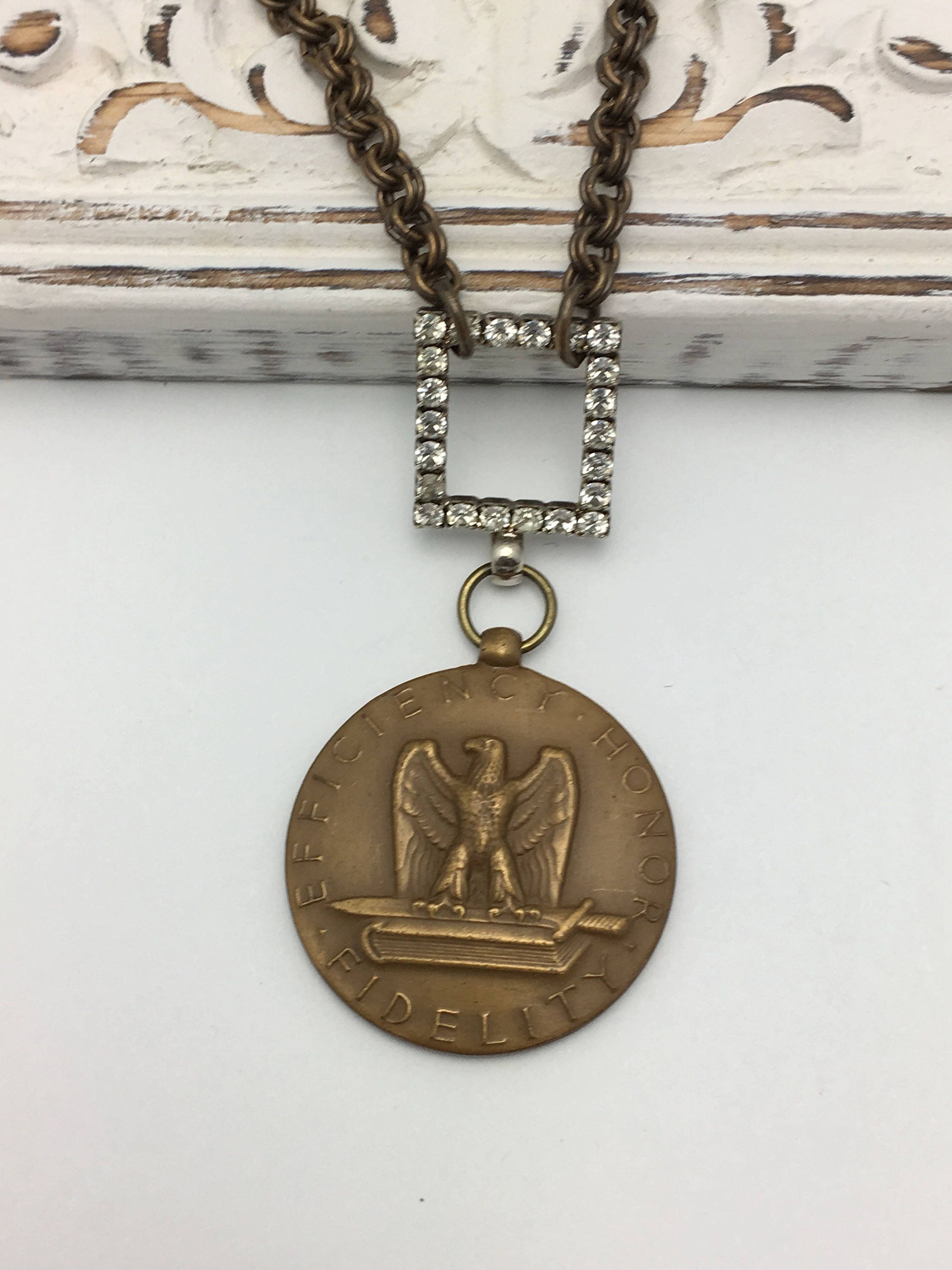Good Conduct Medal Necklace Vintage Necklace Vintage Assemblage ...