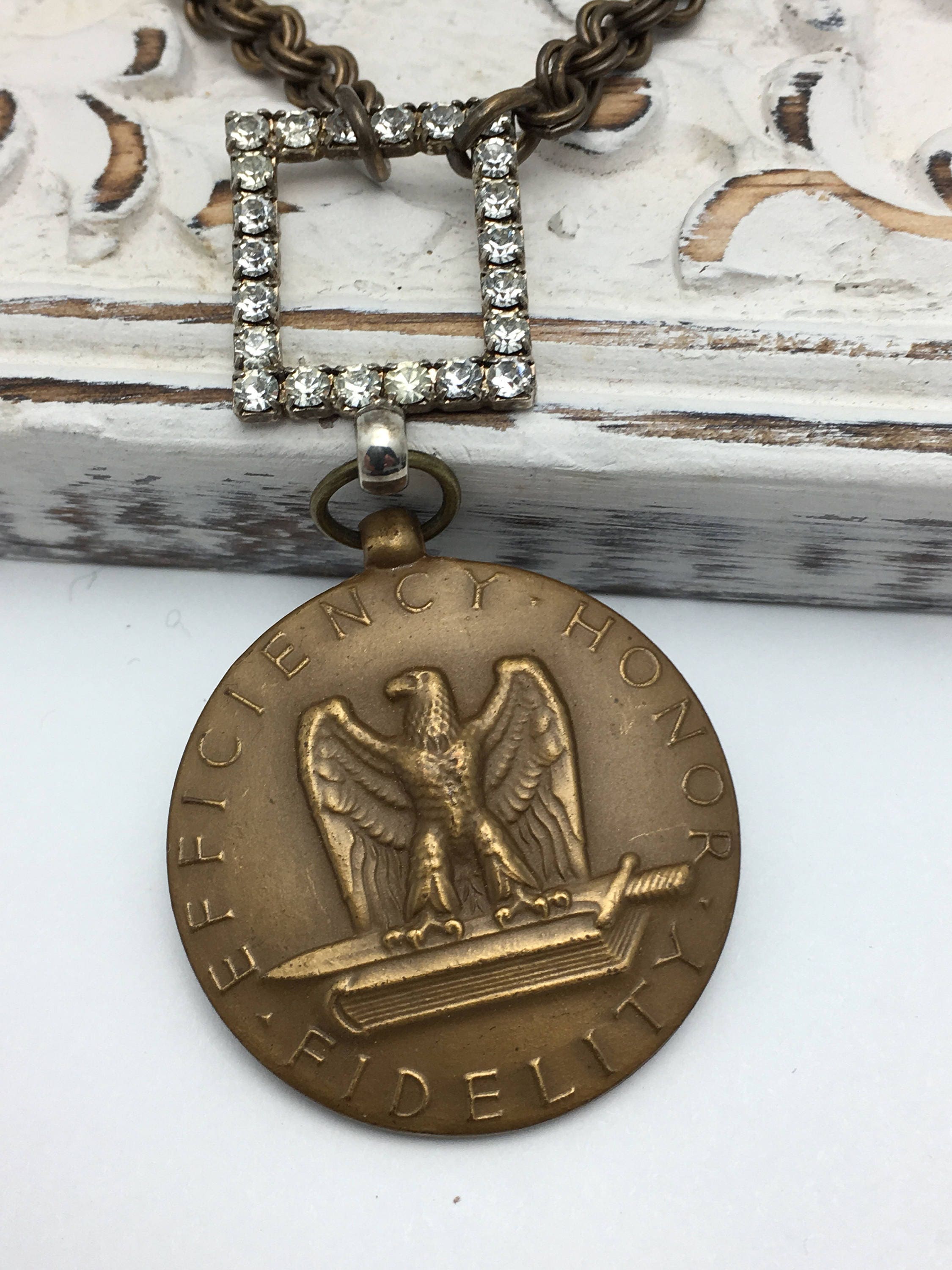 Good Conduct Medal Necklace Vintage Necklace Vintage Assemblage ...