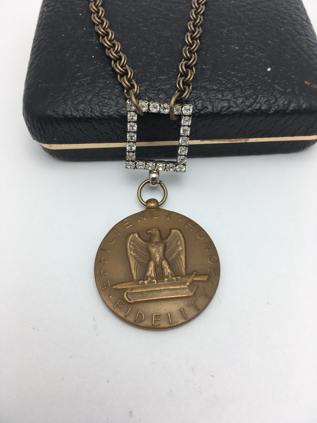 Good Conduct Medal Necklace Vintage Necklace Vintage Assemblage ...