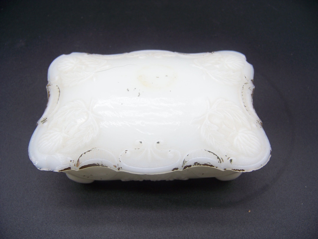 Antique Victorian Milk Glass Rectangular Trinket Box - Etsy