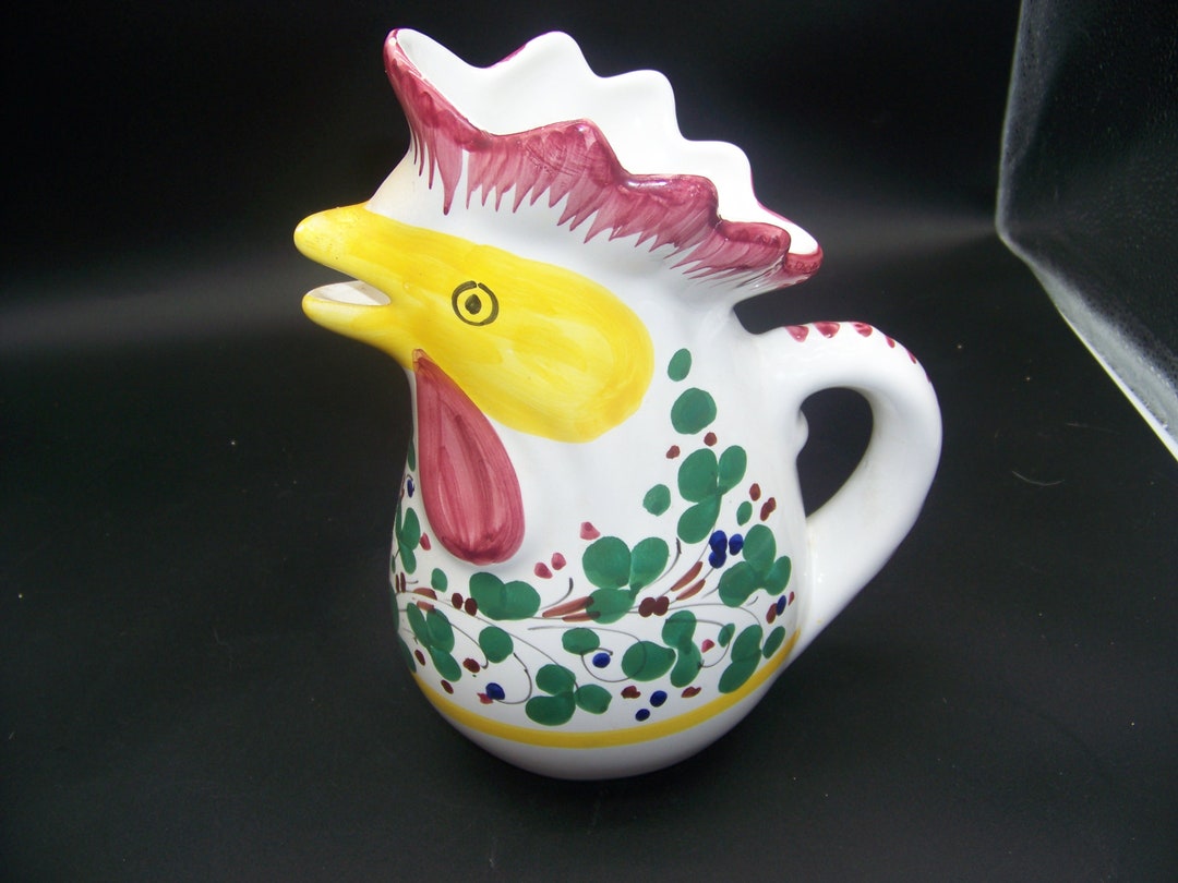 Deruta Hand Painted Ceramic Rooster Pitcher 10 Tall - Etsy