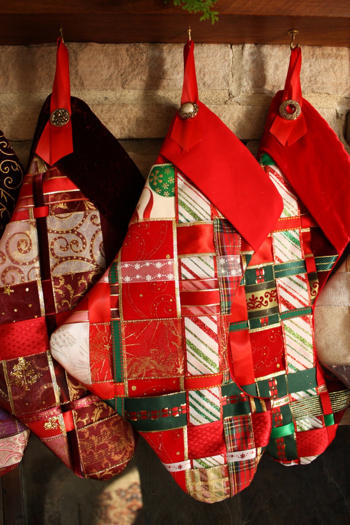 Woven Ribbon Christmas Stocking Pattern - Etsy