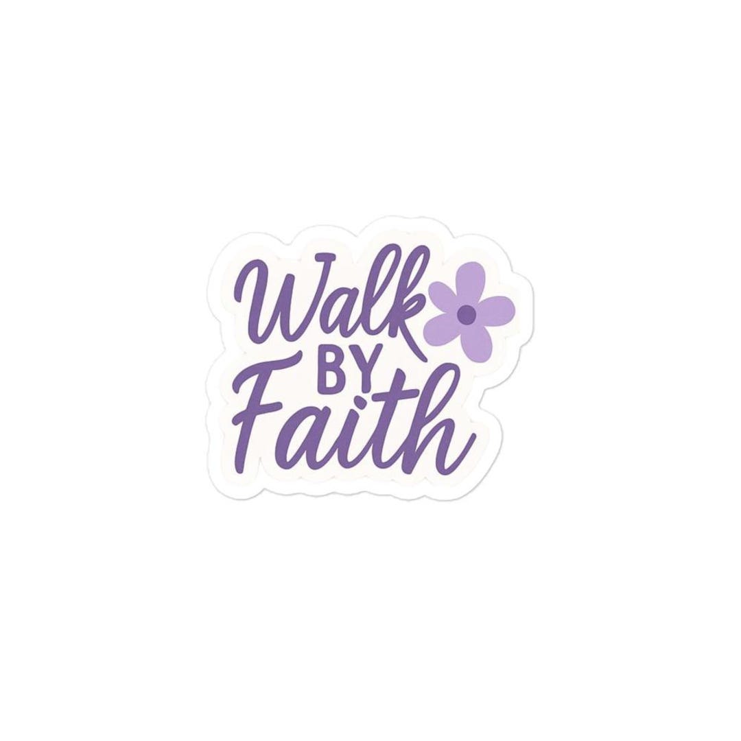 Walk by Faith Sticker: Purple Flower Christian Vinyl Decal - Etsy