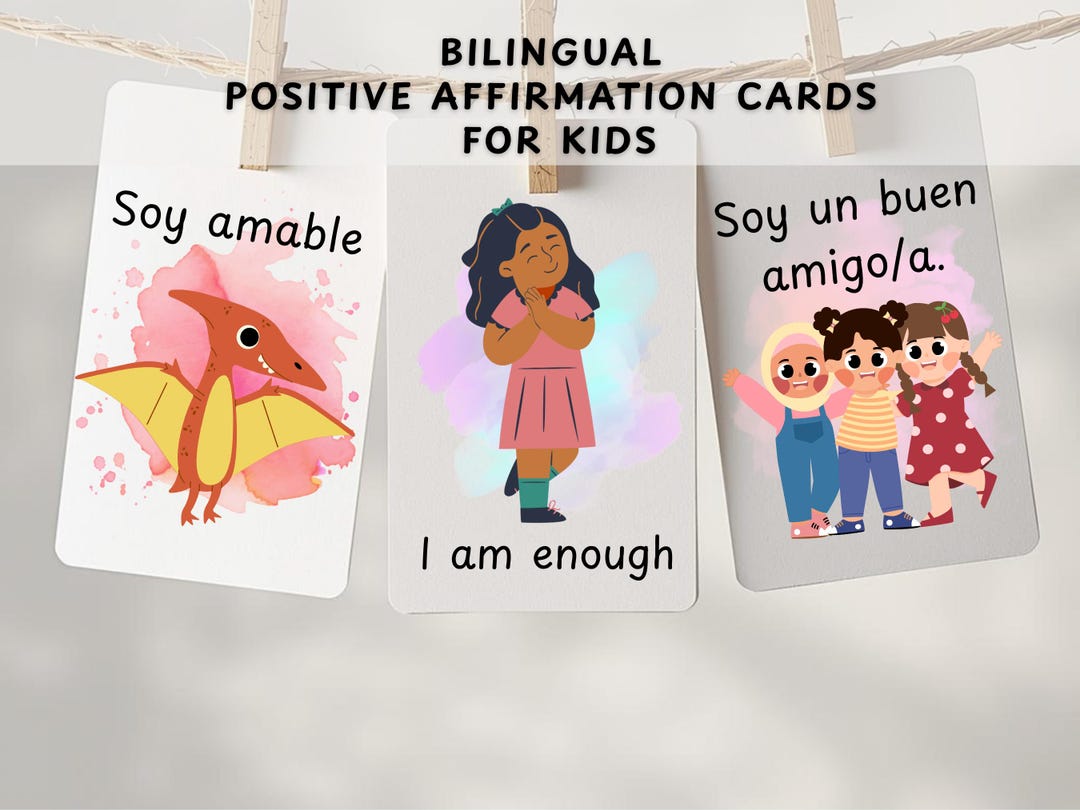 132 Bilingual Positive Affirmation Cards for Kids, Motivation and ...