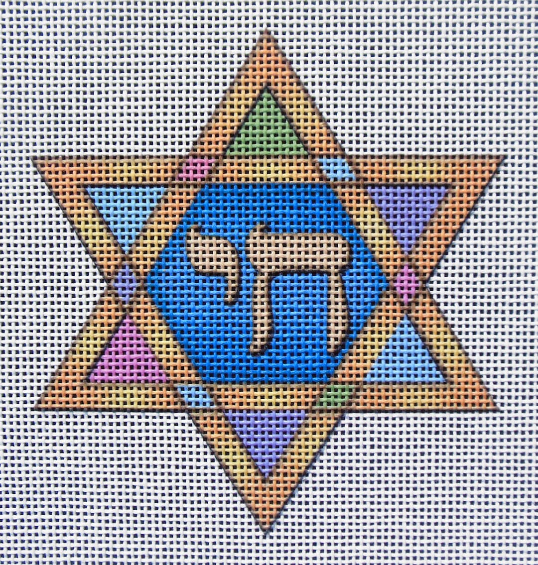 Chai Star of David Needlepoint Canvas - Etsy