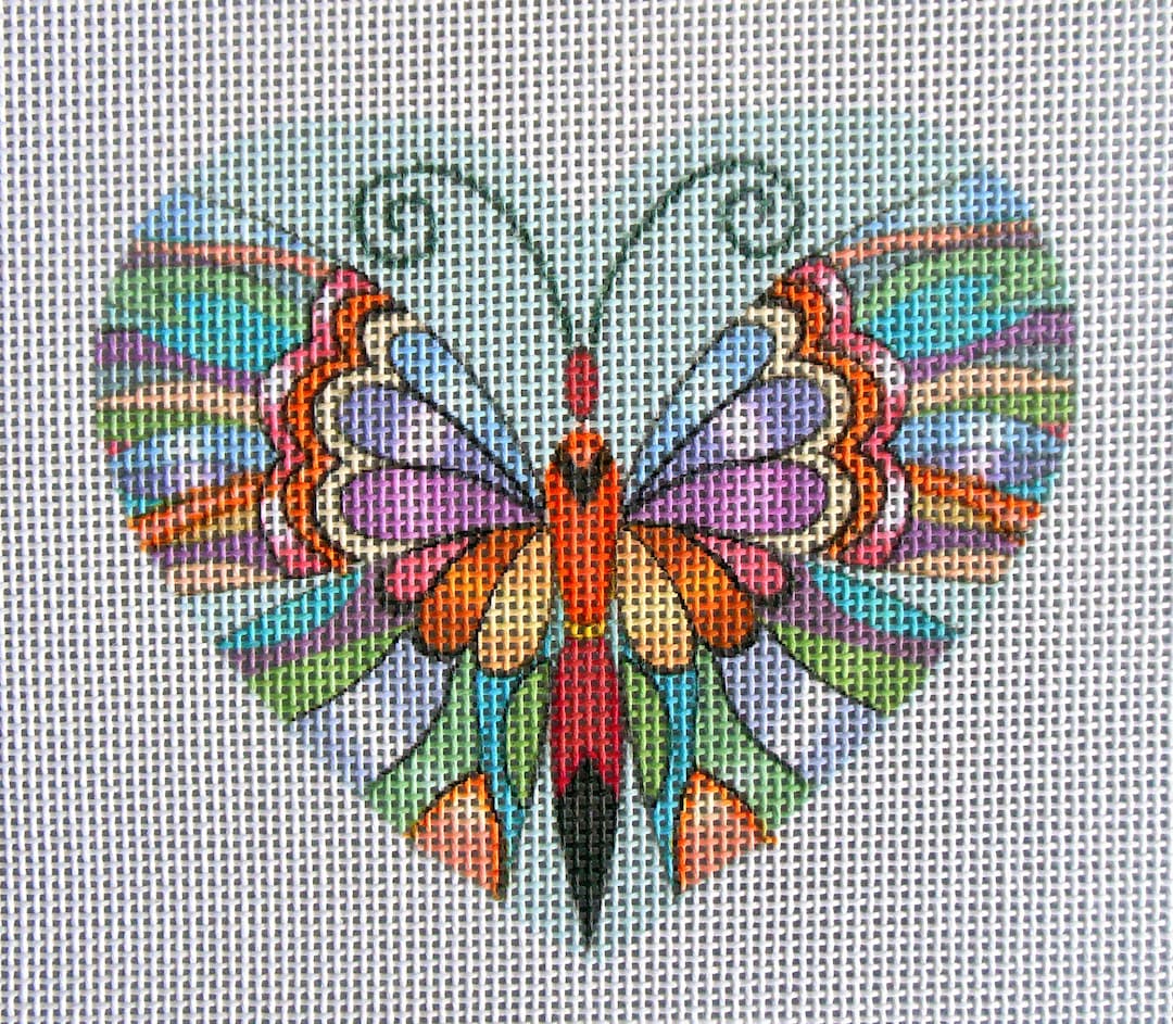 Butterfly Heart Needlepoint Canvas - Etsy