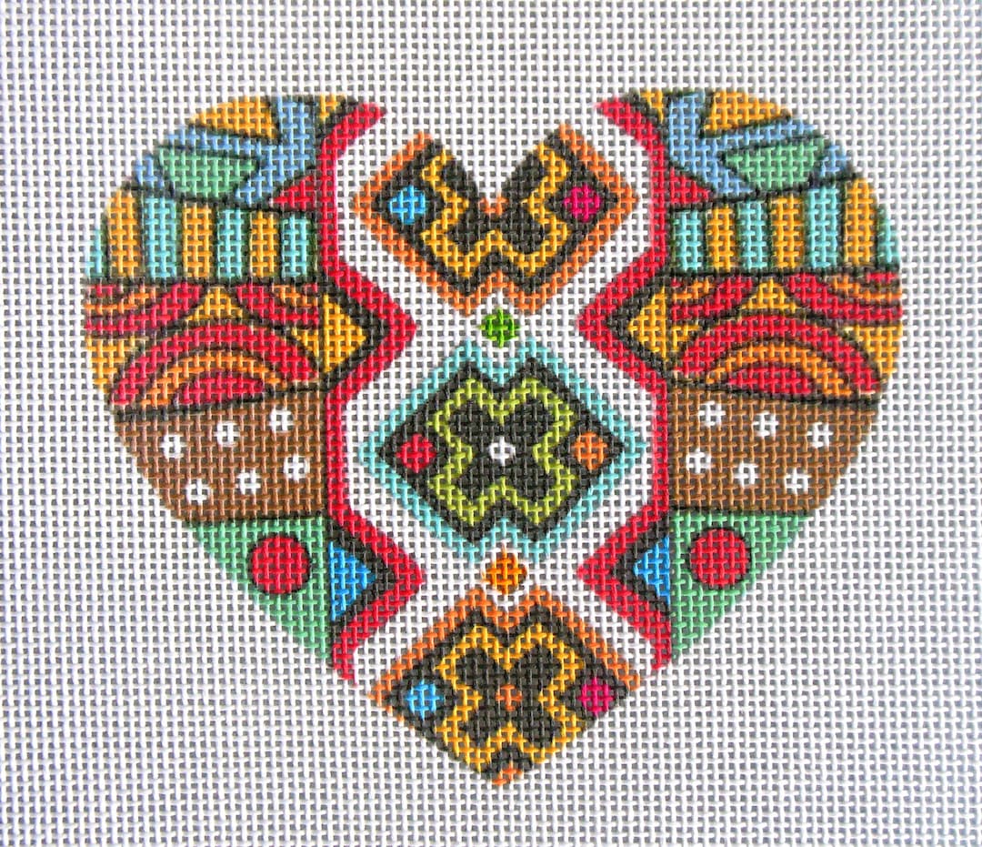 Aztec Heart Needlepoint Canvas - Etsy