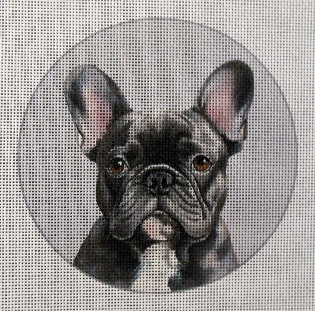 Black French Bulldog 2 Needlepoint Canvas - Etsy