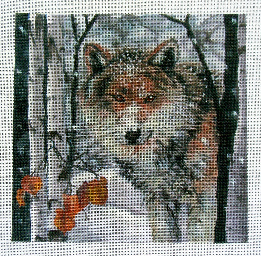 Winter Forest Wolf Needlepoint Canvas - Etsy