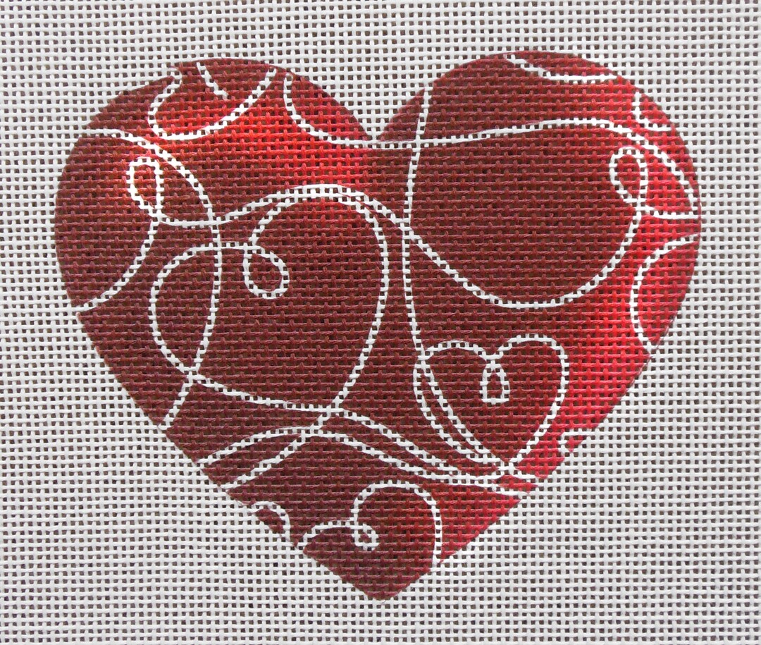 Doodle Heart Needlepoint Canvas - Etsy