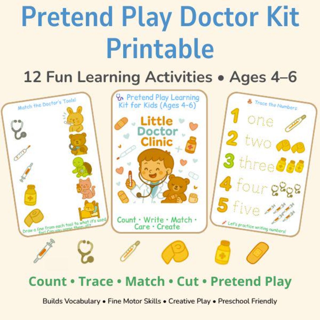 Pretend Play Doctor Kit Printable | Preschool Dramatic Play Activity ...