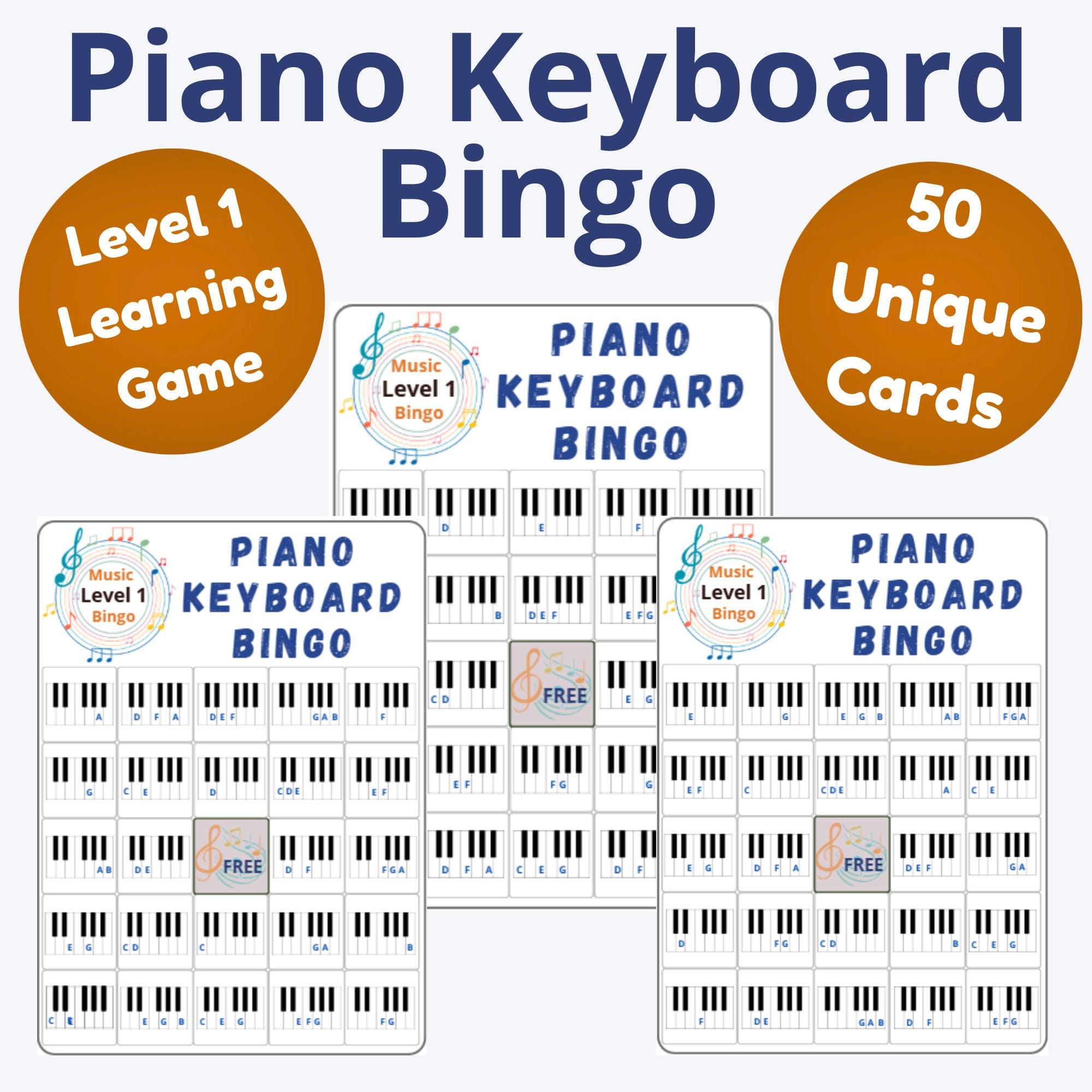 Piano Keyboard Bingo Game – Music Note Recognition Activity – Beginner ...
