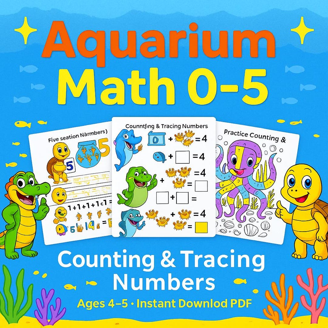 Aquarium Math 0–5 | Counting & Tracing Numbers for Kids | Fish Sea ...