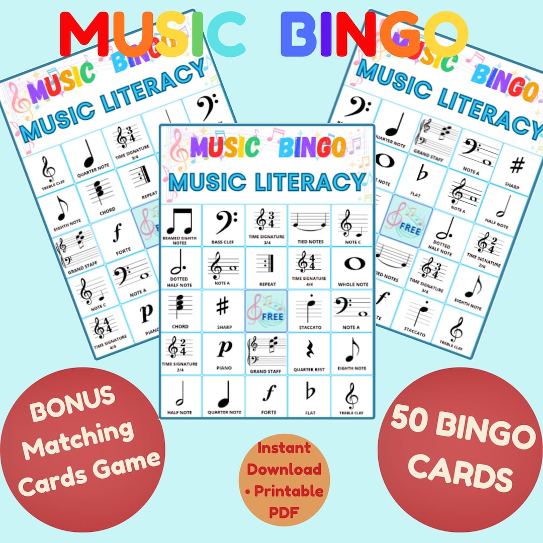 Music Literacy Bingo – Music Symbols – Printable Music Learning Game ...