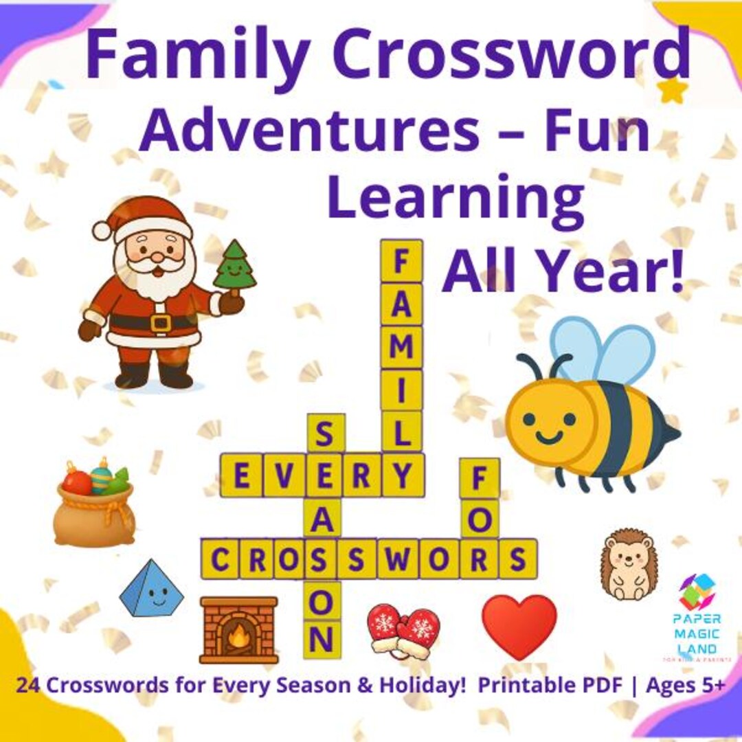 Family Crossword Puzzles | All Seasons Learning Pack | PDF - Etsy